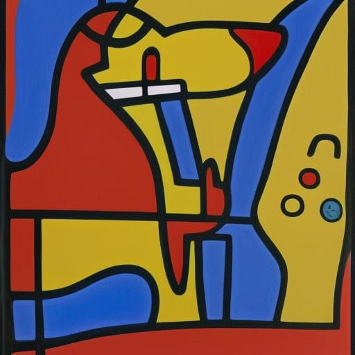 Mondrian cat loves Miró cat - AI Generated Artwork - NightCafe Creator