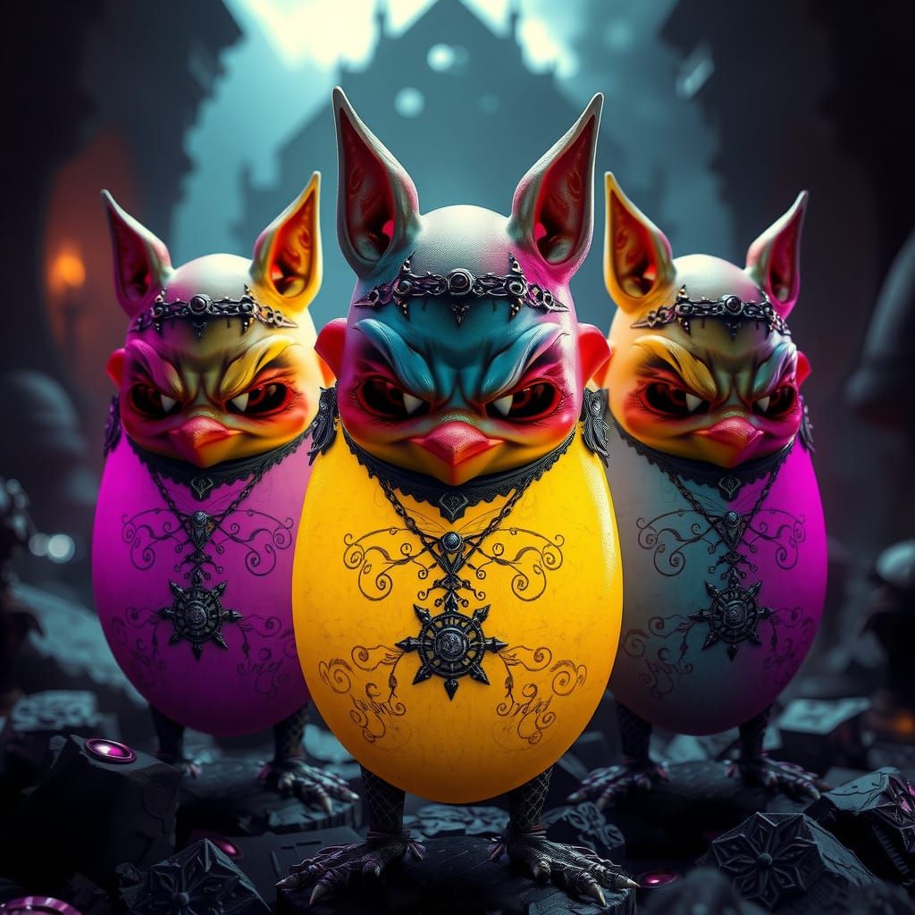 Gothic Eggs in Dark Fantasy Attire, Masterpiece Co... - AI Art