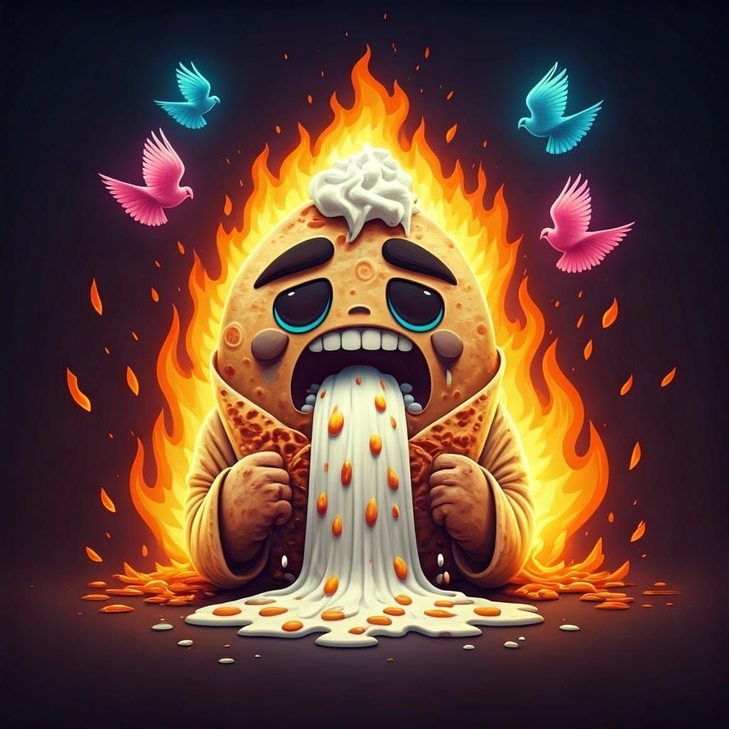 Kinetic Burrito Inferno in Vibrant Neon Colors - AI Art