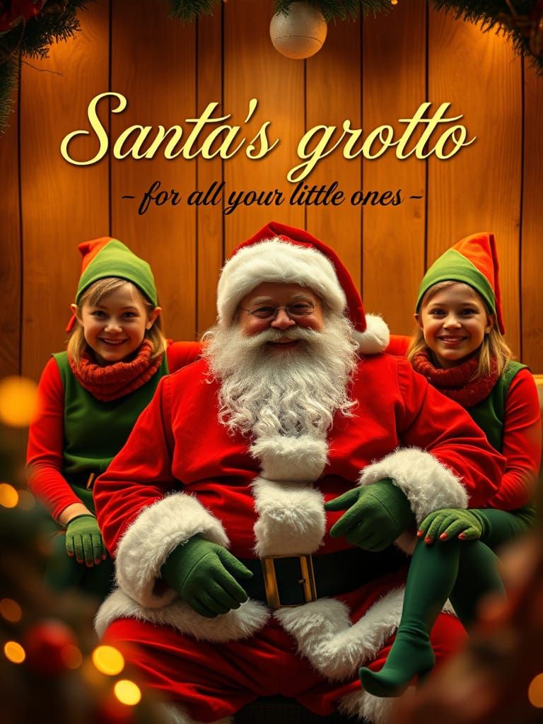 Vintage-Inspired Santa's Grotto Scene with Elegant... - AI Art