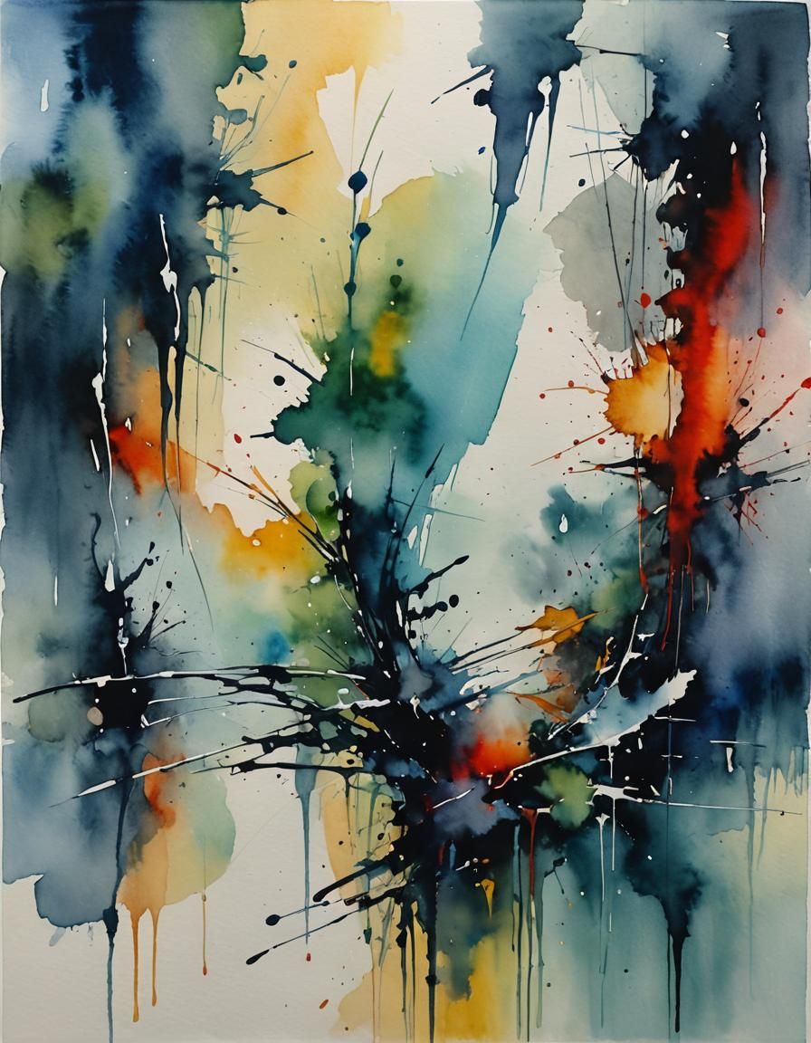 Distorted Unbalanced Reality, watercolor, wet wash, transparent wash, wet brush - AI Generated ...