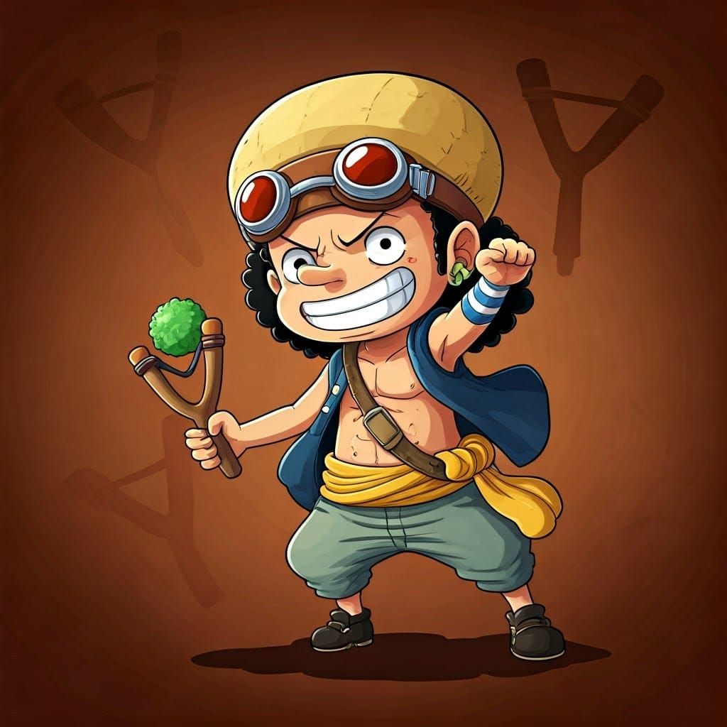 Chibi Usopp Prepares to Launch a Seed in a Vibrant... - AI Art