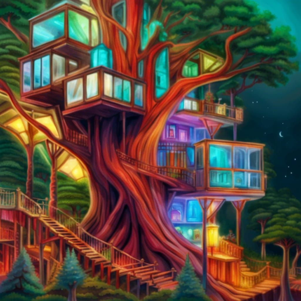 Treehouse - AI Generated Artwork - NightCafe Creator