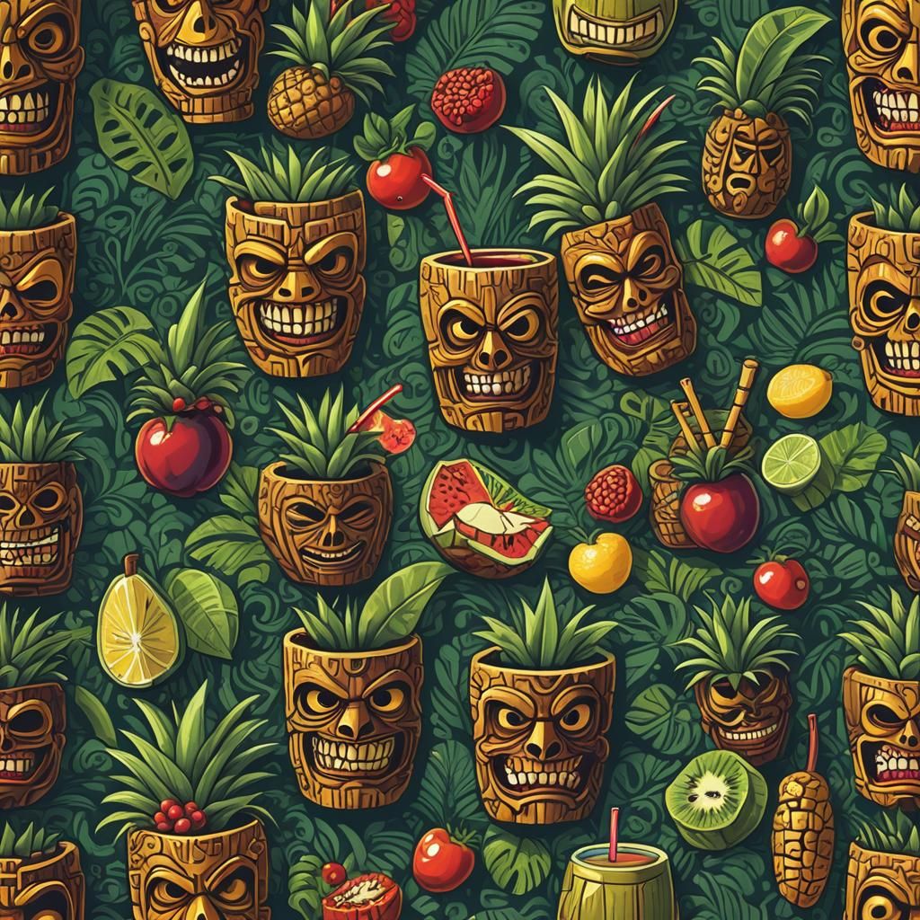 tiki evil tropical fruit drink horror - AI Generated Artwork ...