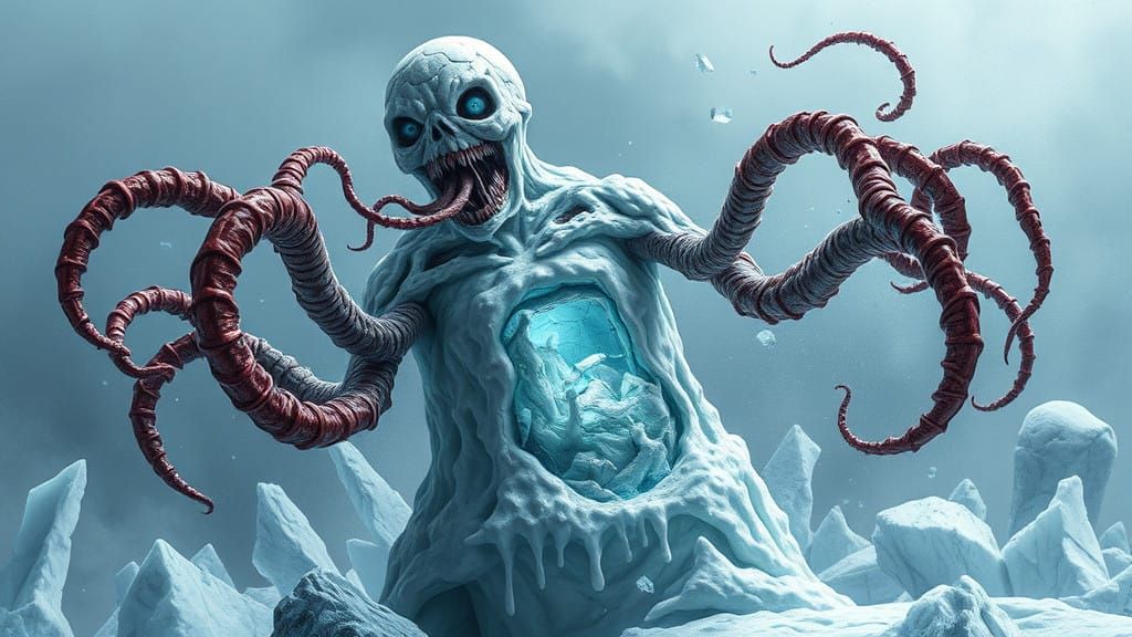 Mutant Killer Zombie Snowman - Grotesque Eldritch Snowman Sc...