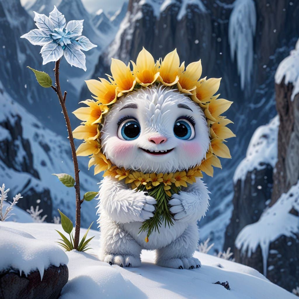 Enchanting Floral Quest for the Yeti - AI Art