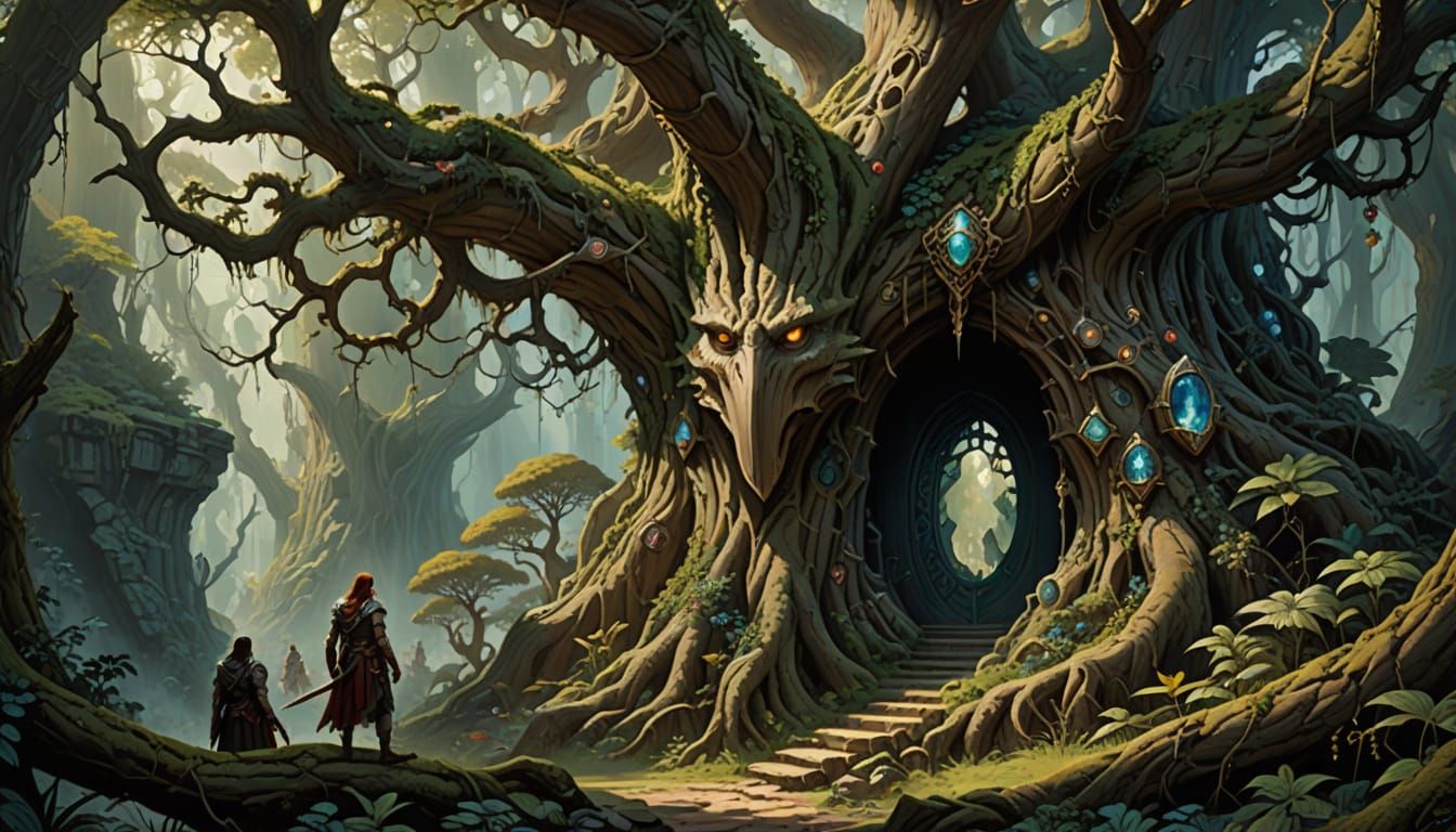 Earthly Shield of Ancient Oak - AI Art