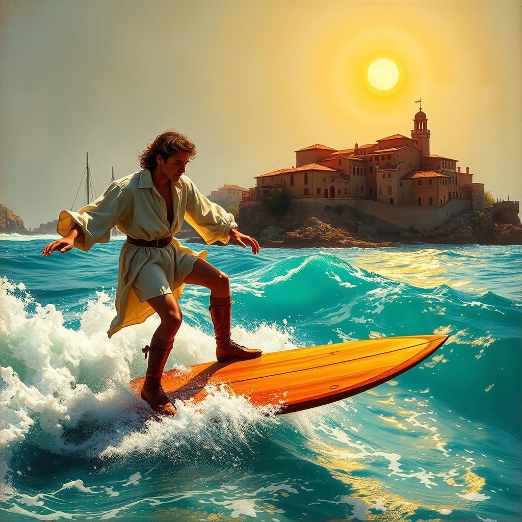 Baroque Surf Culture in Late Medieval Mediterranea... - AI Art