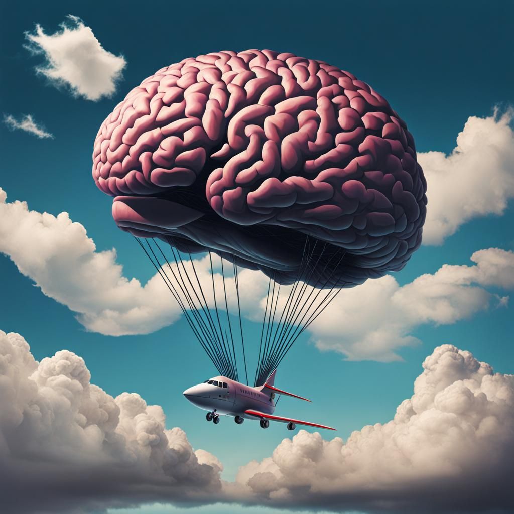 jet brain flying through a cloudy sky - AI Generated Artwork ...