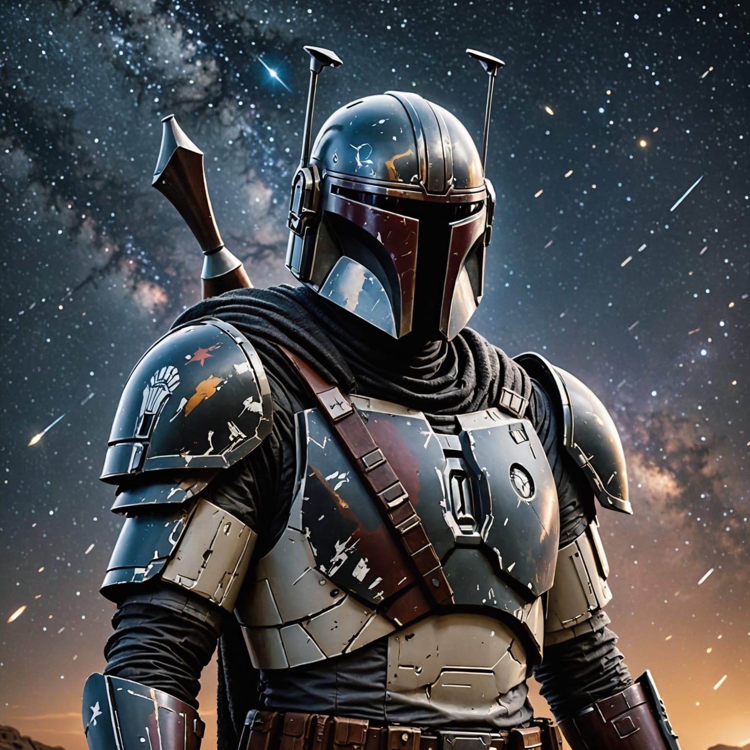 Mandalorian - Mandalorian Knight Stares Up at the Galaxy