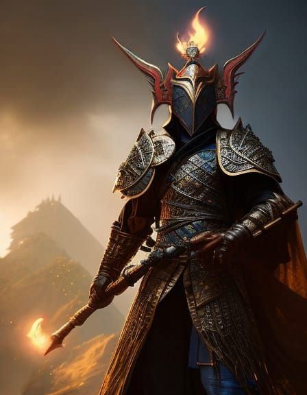 Armored wizard; lightning and flame; Insanely Detailed Full Color HD ...