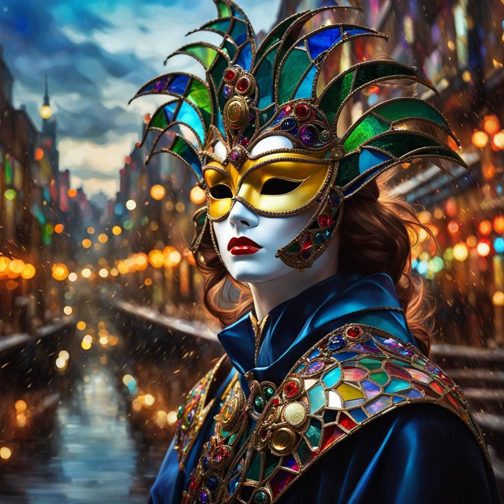 Venetian stained glass mask - AI Generated Artwork - NightCafe Creator