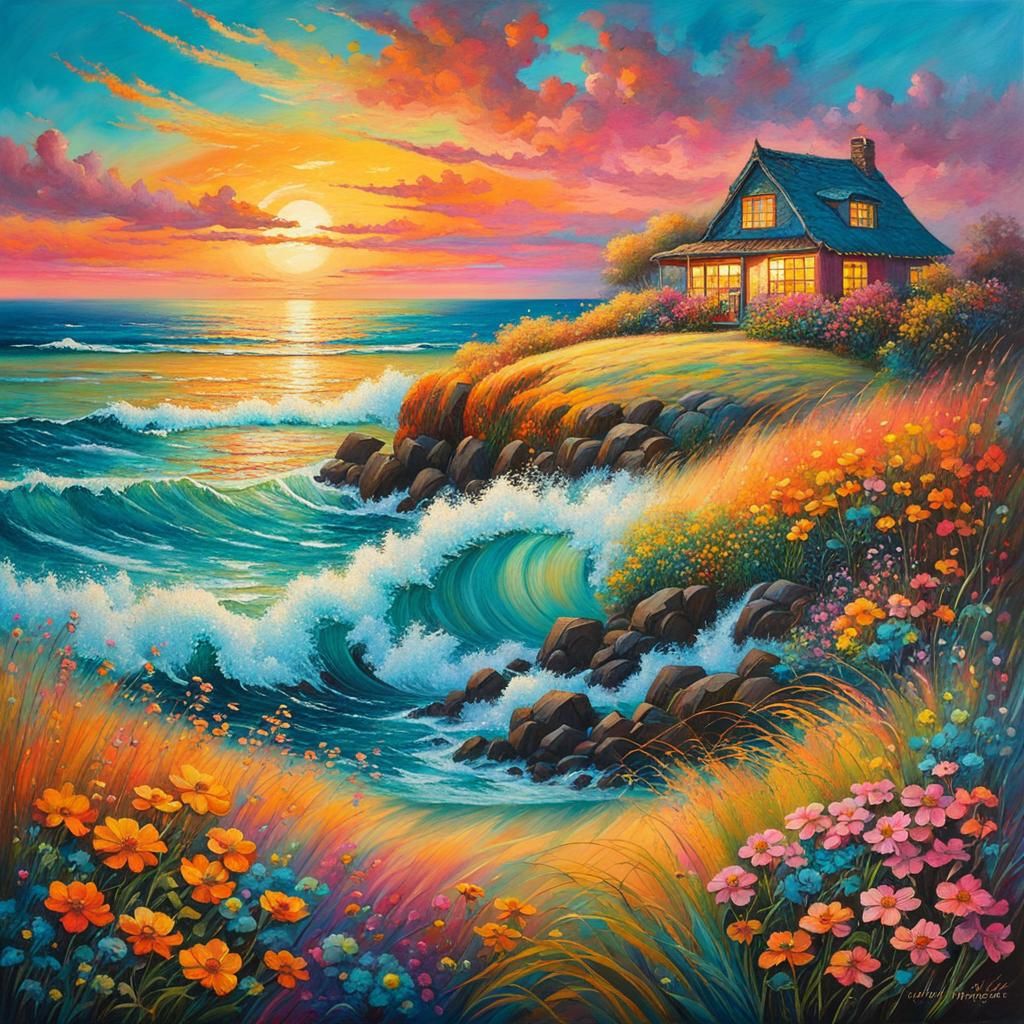 Ocean waves - AI Generated Artwork - NightCafe Creator