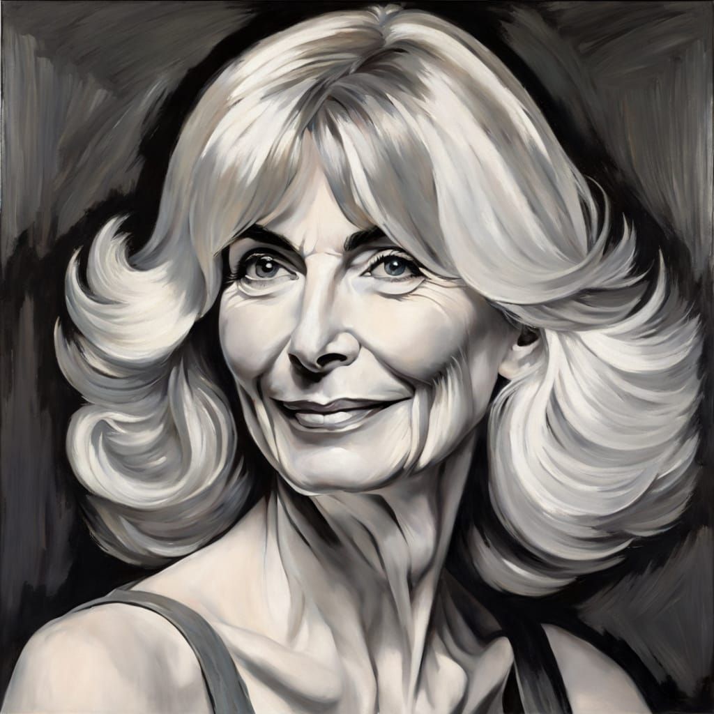 "Maturity" Charcoal - Elegant Woman in Post-Impressionist Oi...