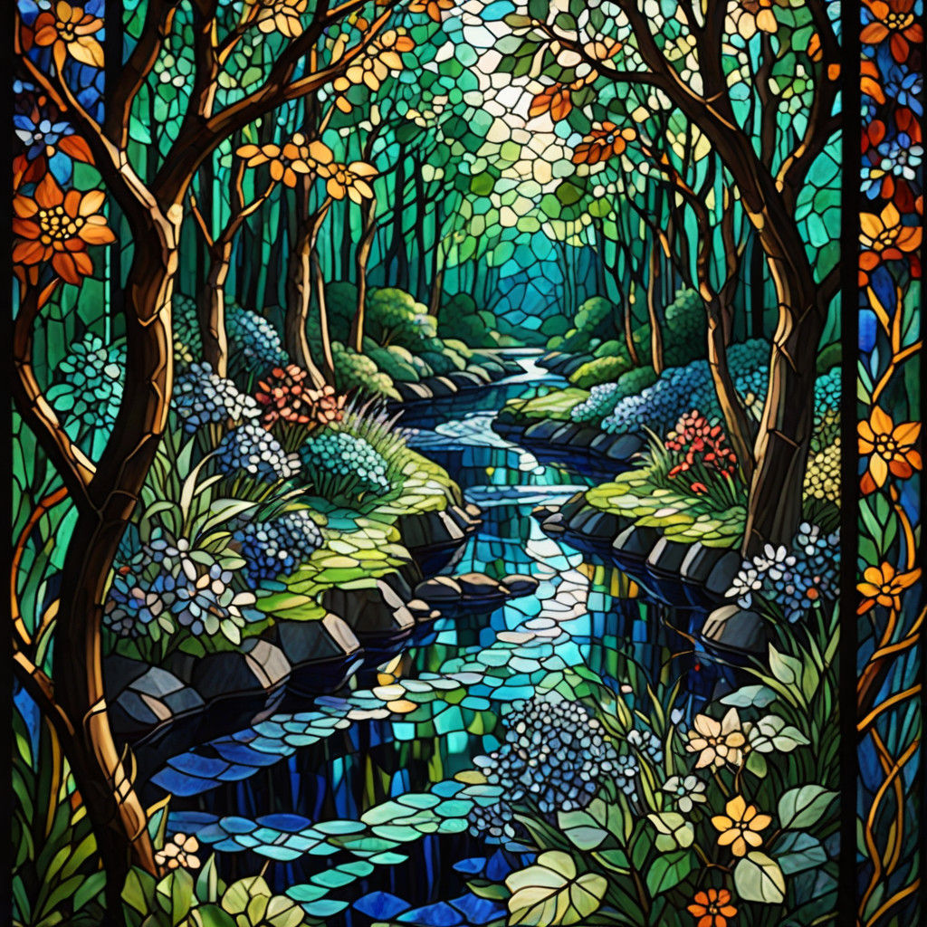 stained glass, forest - stained glass, forest