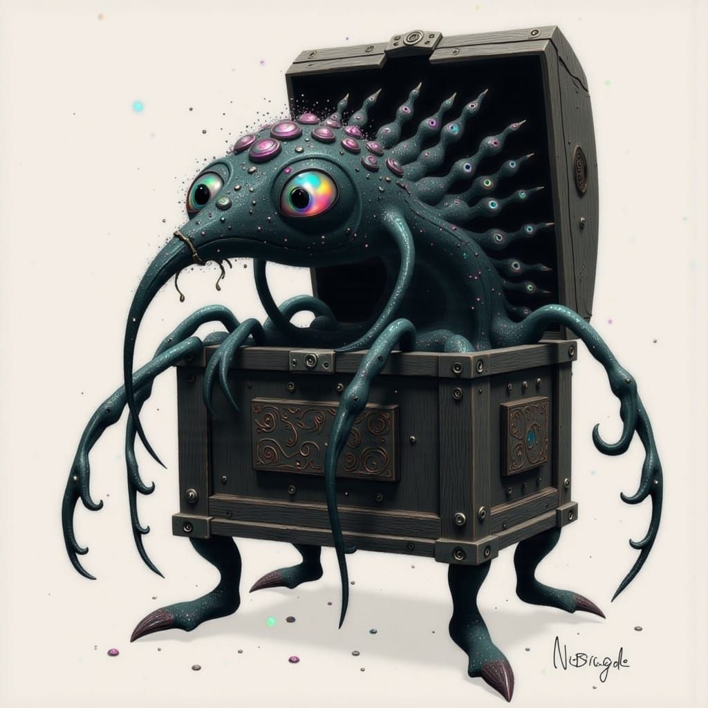 Cyberpunk-Style Mimic Monster Emerges from Luxurio... - AI Art