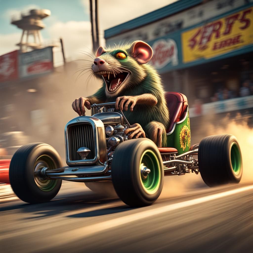 Rat Fink Drag racing🏁 - AI Generated Artwork - NightCafe Creator