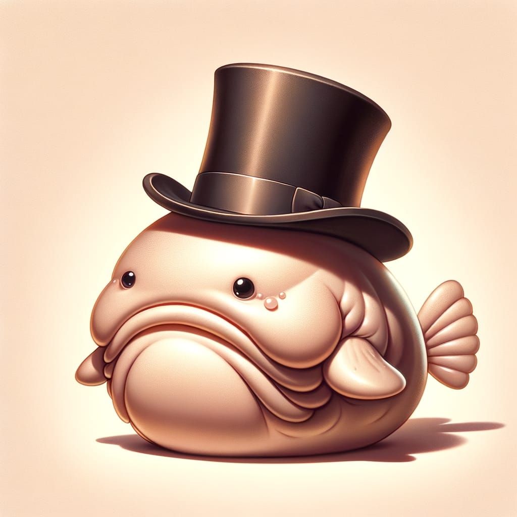 Blobfish wearing top hat - Cute Blobfish in Top Hat, Kawaii ...