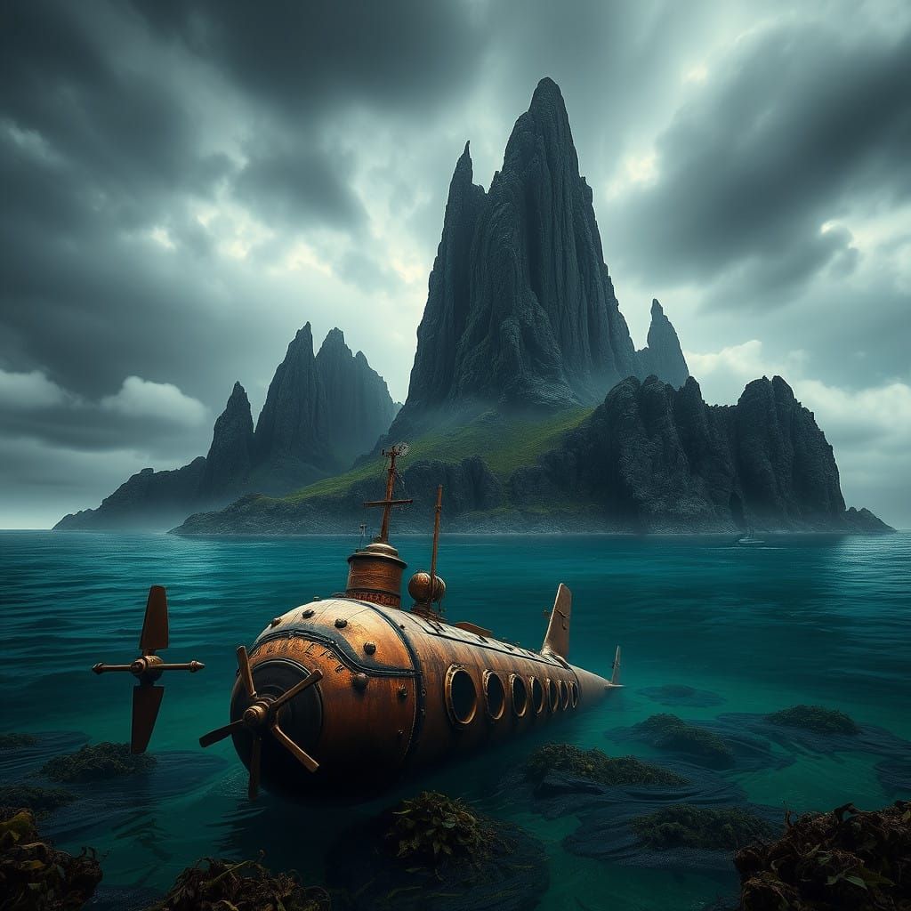 Primordial Island of Dark Majesty, with Serrated P... - AI Art