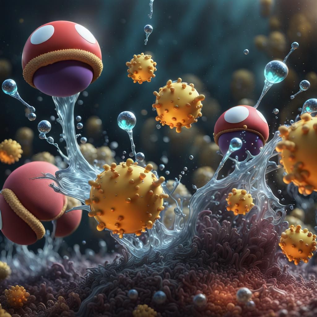 Dr Mario's amoebas particles detailed matte painting, deep color ...