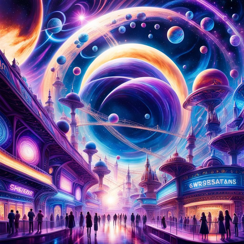 Interstellar theme park - AI Generated Artwork - NightCafe Creator