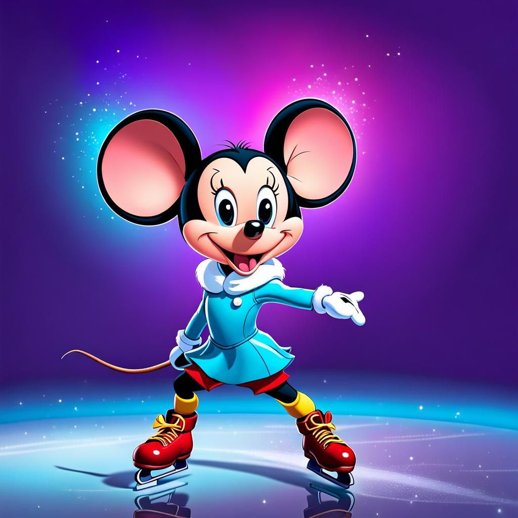 Minnie mouse ice skating - AI Generated Artwork - NightCafe Creator