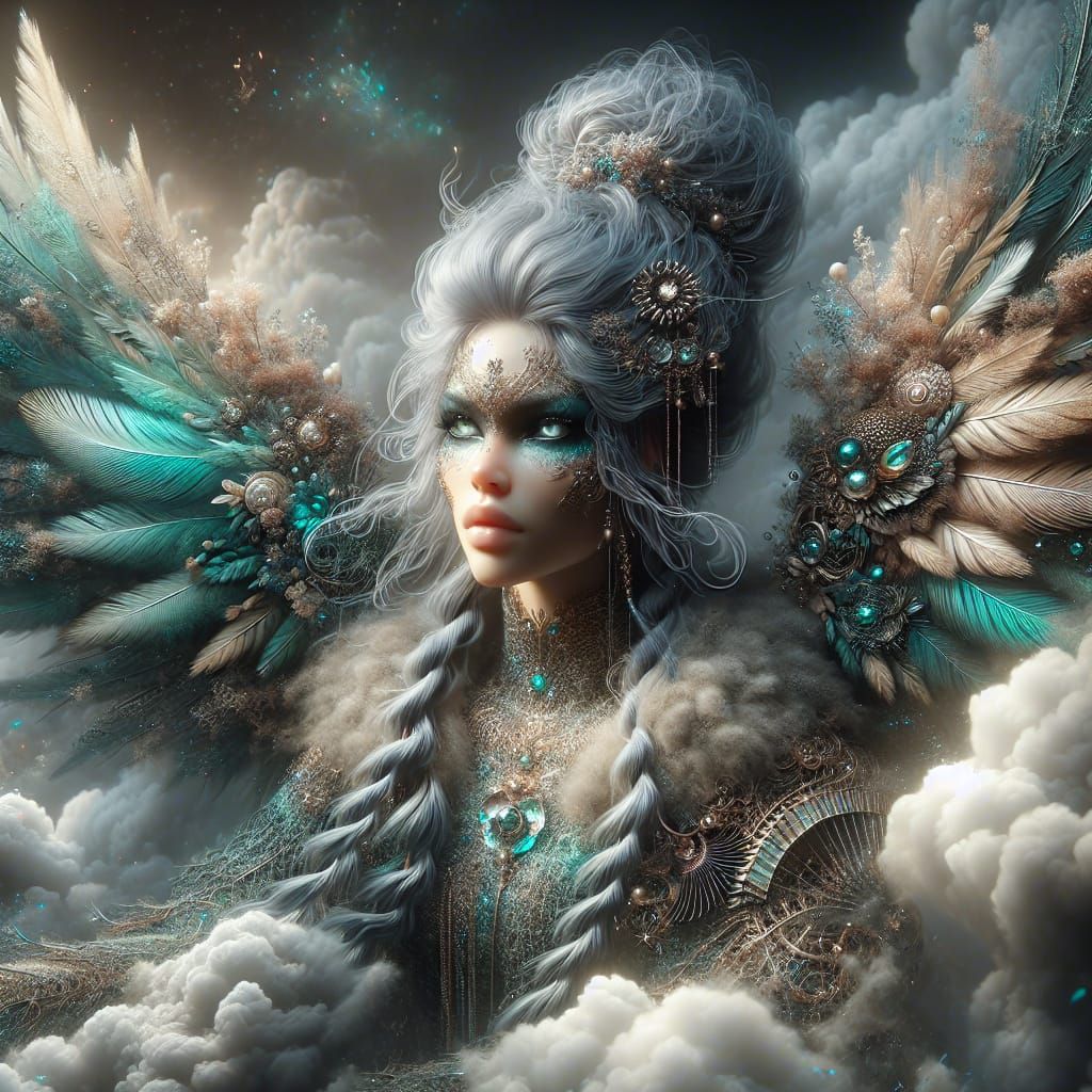 Surreal Angel in Acrylic Oil Landscape with Radian... - AI Art