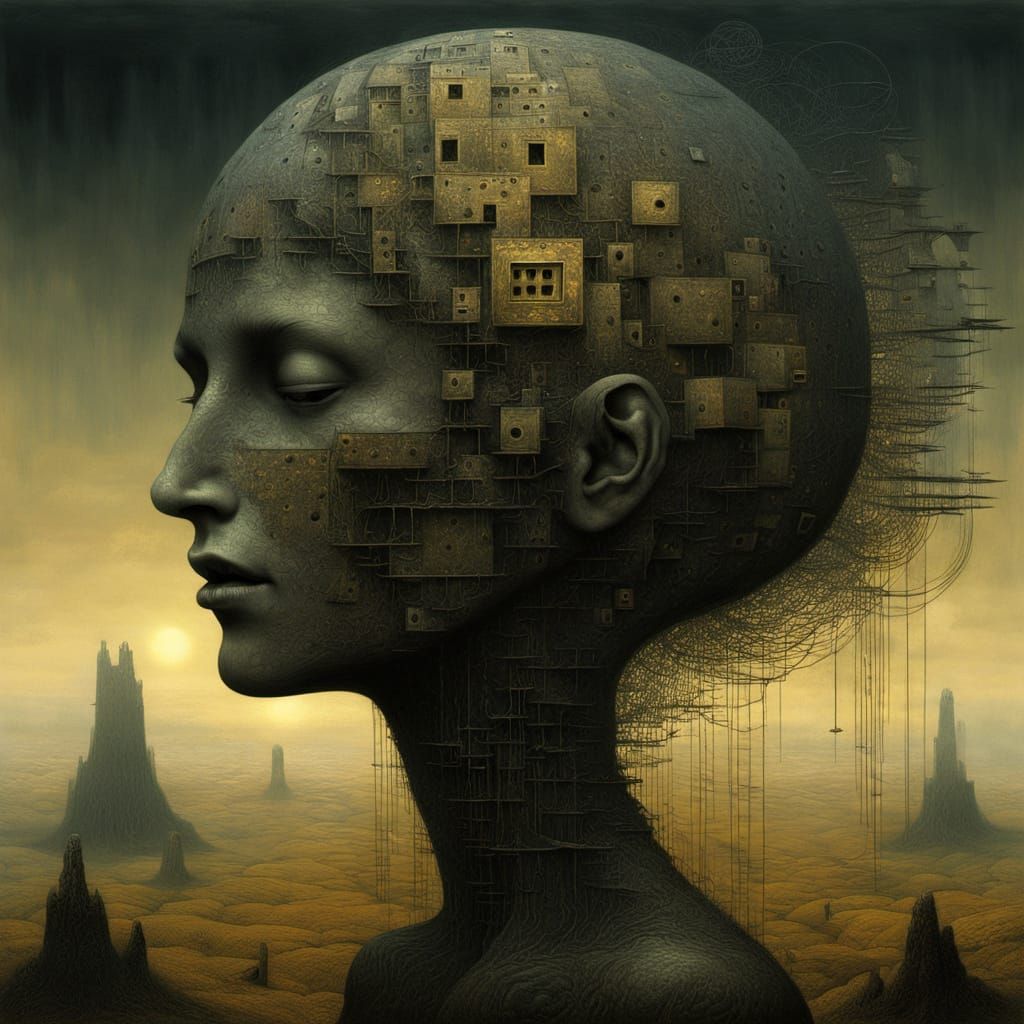 Cyberpunk Motherboard in Dark Surrealist Art - AI Art