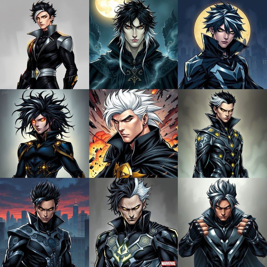 Vali Ravenclaw as a male Marvel Comics Character With black and white ...