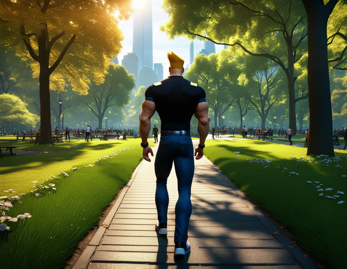 Johnny Bravo walking in "central park, new york" 3D Game Cinematic #3 ...