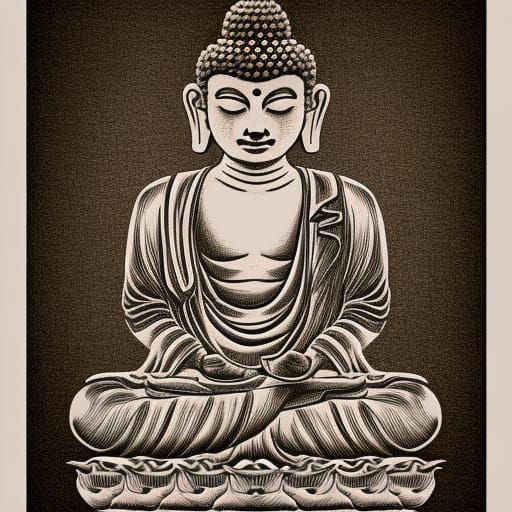 drawing of the buddha statue - AI Generated Artwork - NightCafe Creator