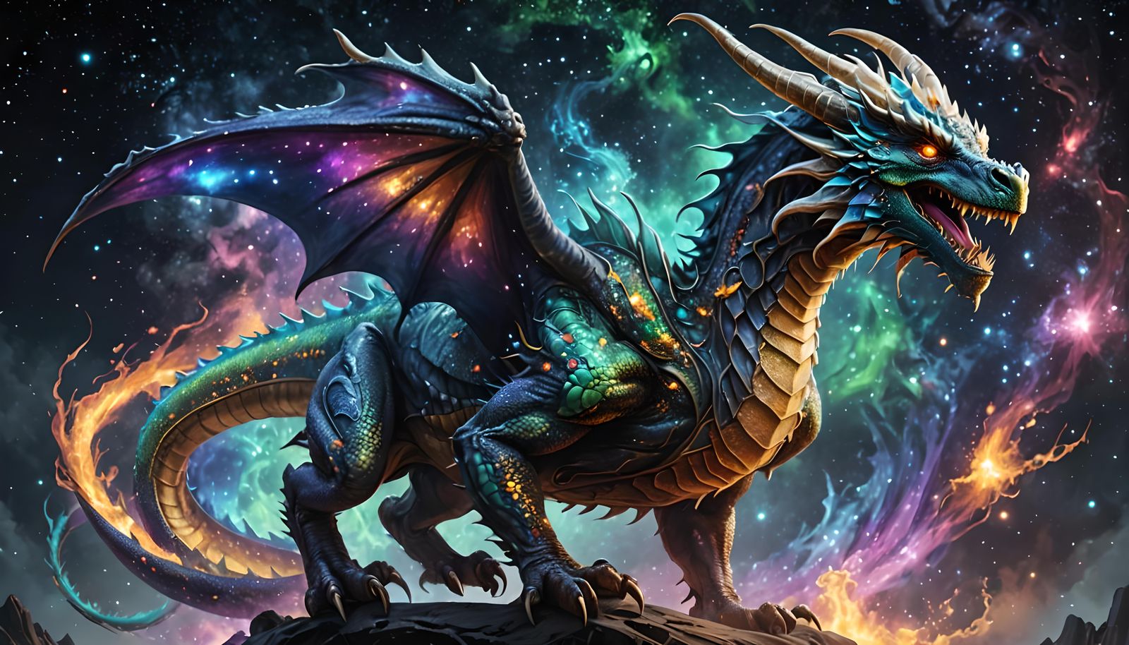 a spectral cosmic dragon realistic - AI Generated Artwork - NightCafe ...