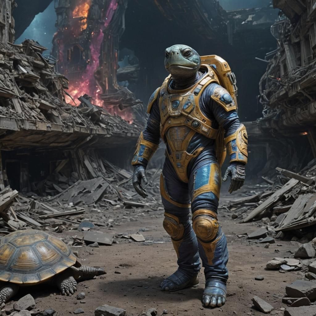 Turtle Astronaut exploring Alien Ruins - AI Generated Artwork ...