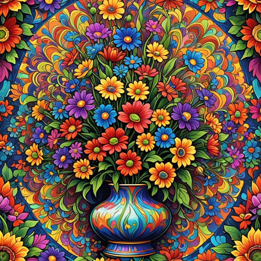 Psychedelic Flower Bouquet - AI Generated Artwork - NightCafe Creator