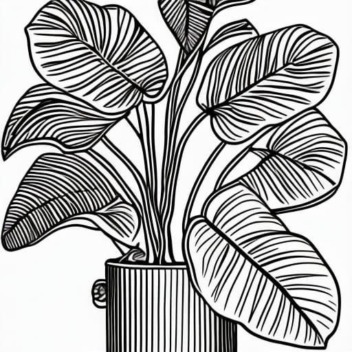 House plant. Monstera. Pothos. Vines. Black and white. Coloring page ...