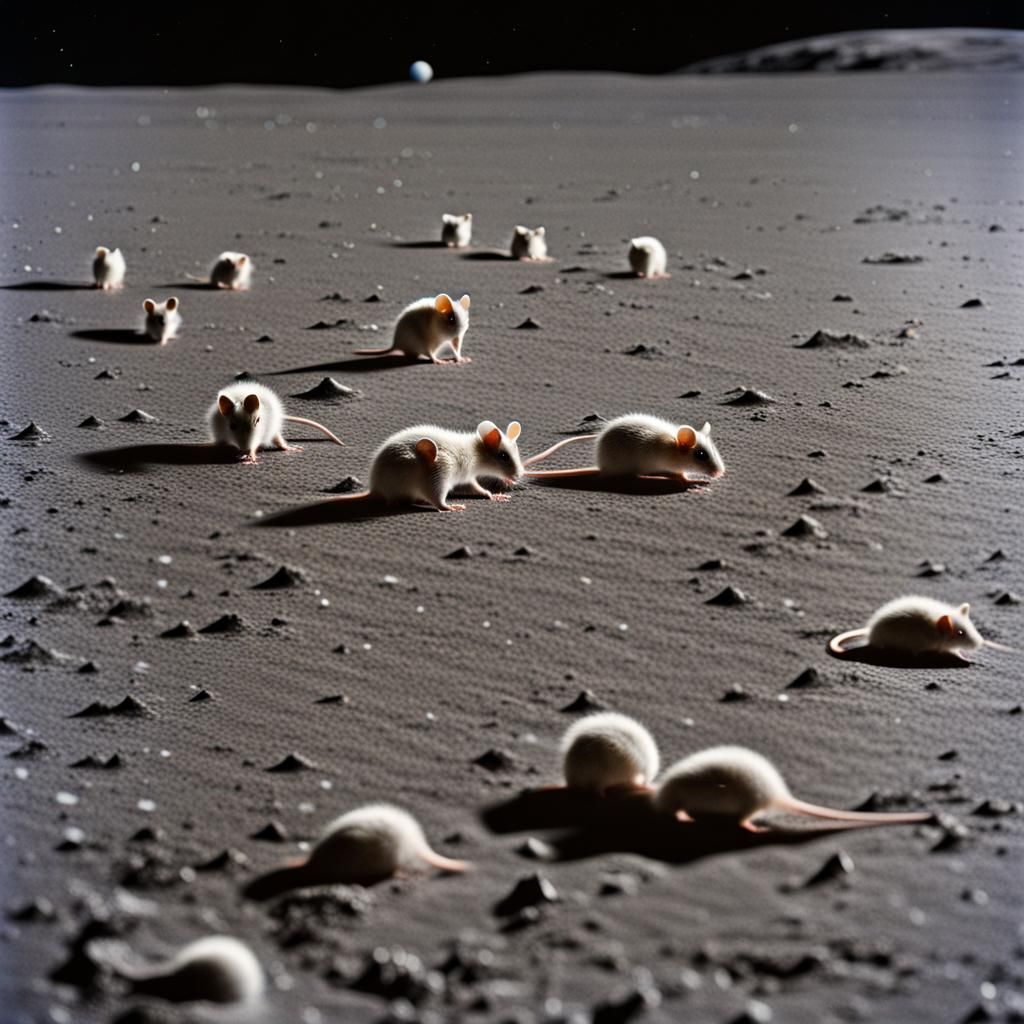 photograph, biolumiscent mice on moon surface - AI Generated Artwork ...