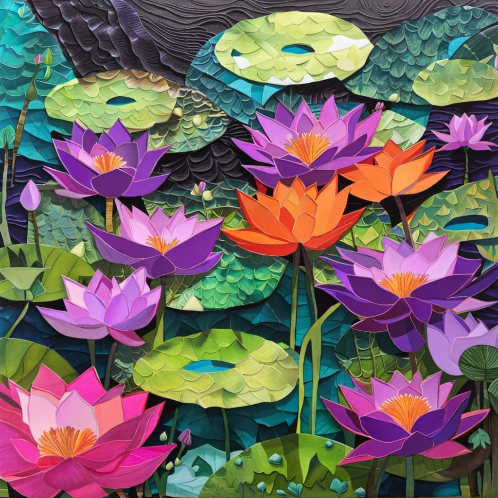 lotus collage - AI Generated Artwork - NightCafe Creator