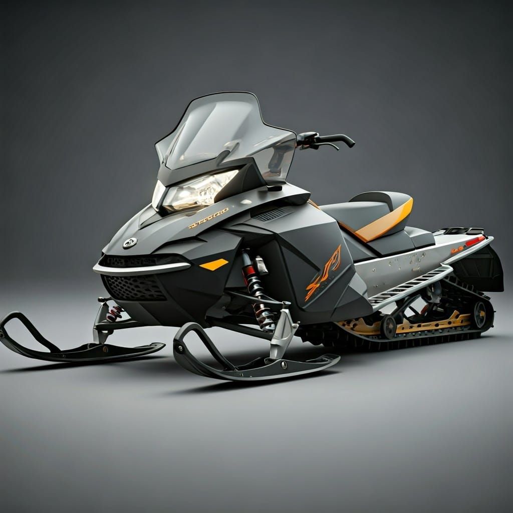 Highly Detailed 3D Snowmobile Concept Art in Grey - AI Art