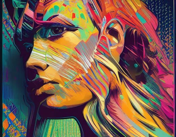 Surreal Hyperrealistic Portrait in Triadic Colors - AI Art
