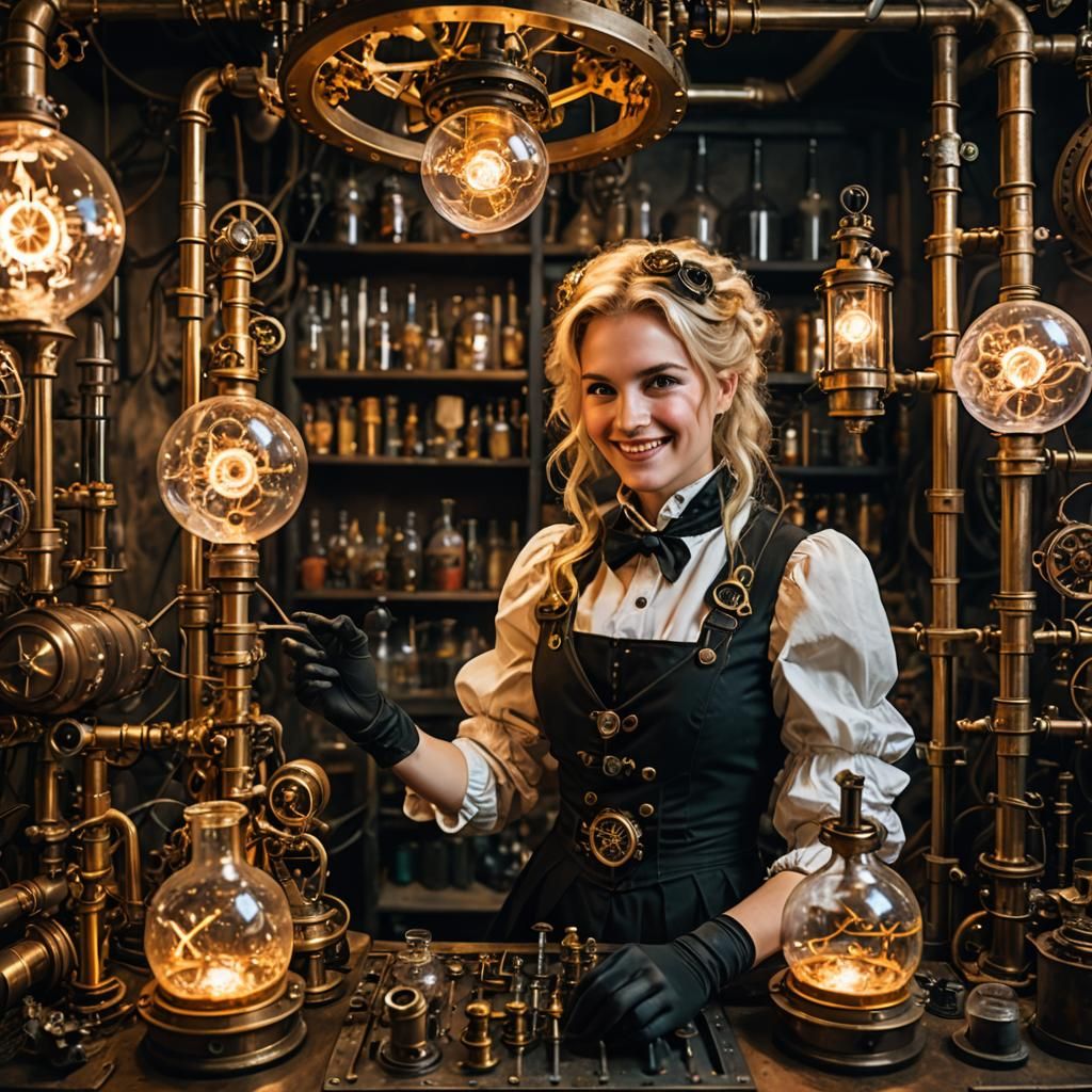 Steampunk Sorceress, Alchemy Lab v2 - AI Generated Artwork - NightCafe ...