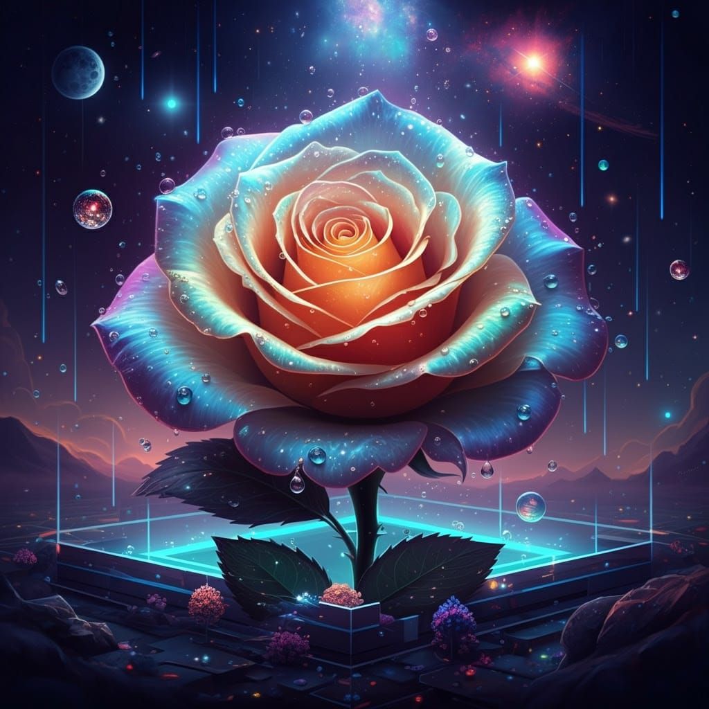 Astral Rose - Luminous Cosmic Rose Blooms in a Solar Cubic ...