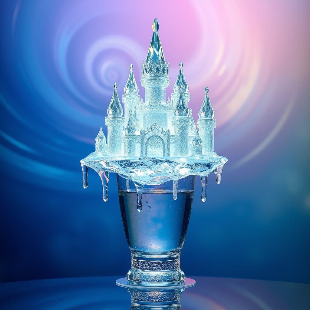 A breathtakingly detailed, crystalline ice castle sculpture, from a ...
