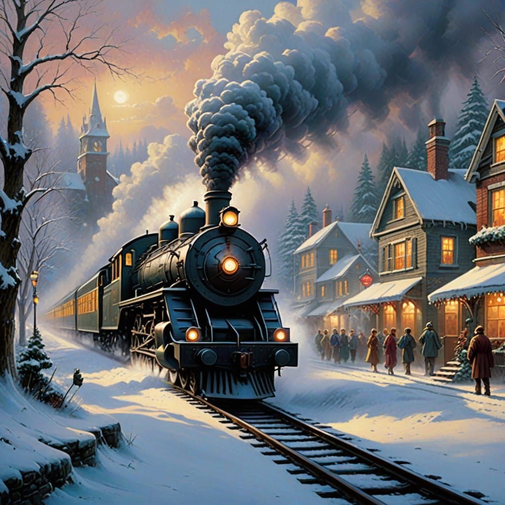 train - Mystical Train Ride Through Enchanted Forest in Whi...