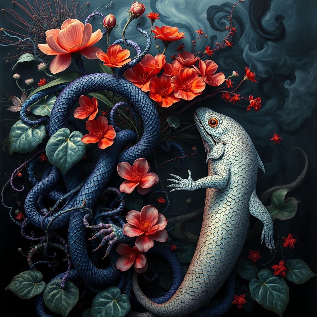 Surreal, Dreamlike Fusion of Nature and Beast in D... - AI Art