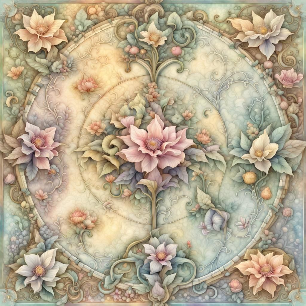 Beautiful Floral Map-Type Design - AI Generated Artwork - NightCafe Creator