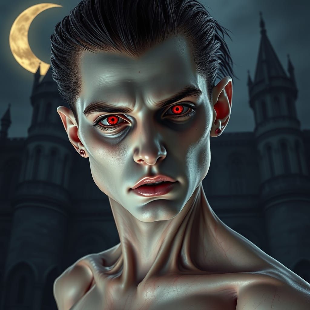 Ethereal Vampire in Ancient Castle - AI Art