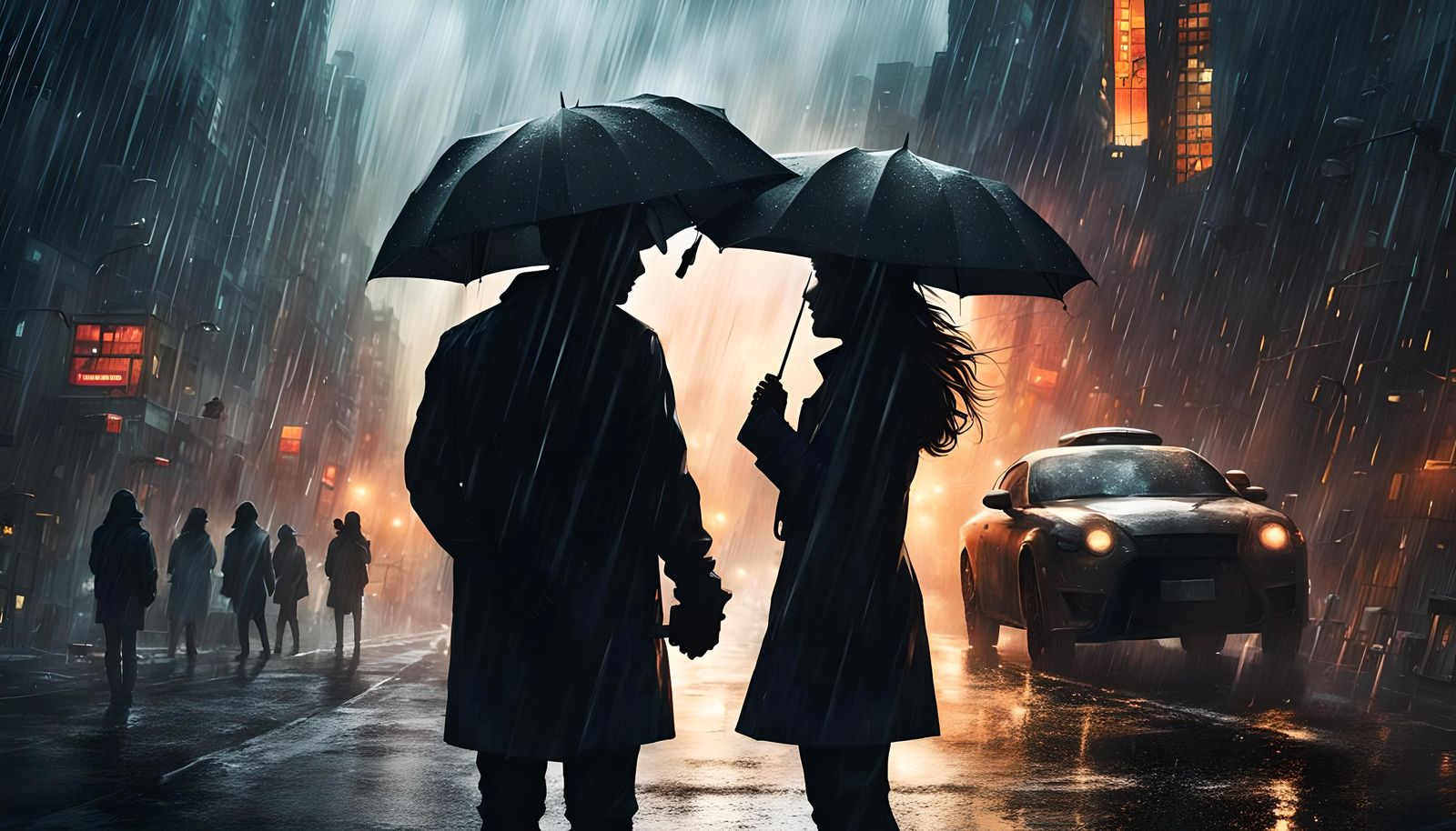 Meet under the Rain - AI Generated Artwork - NightCafe Creator