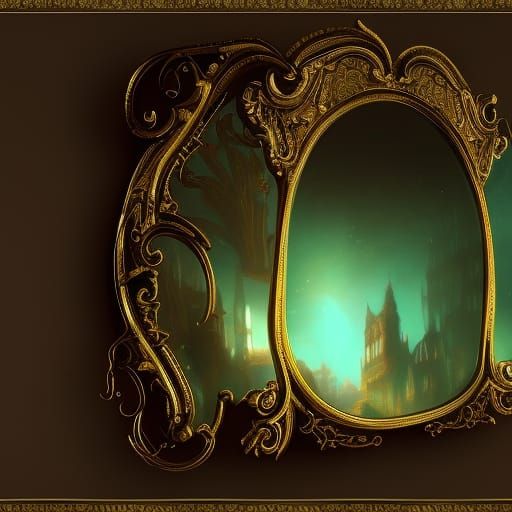 A magic mirror, elaborate frame, with a ghostly face reflected - AI ...