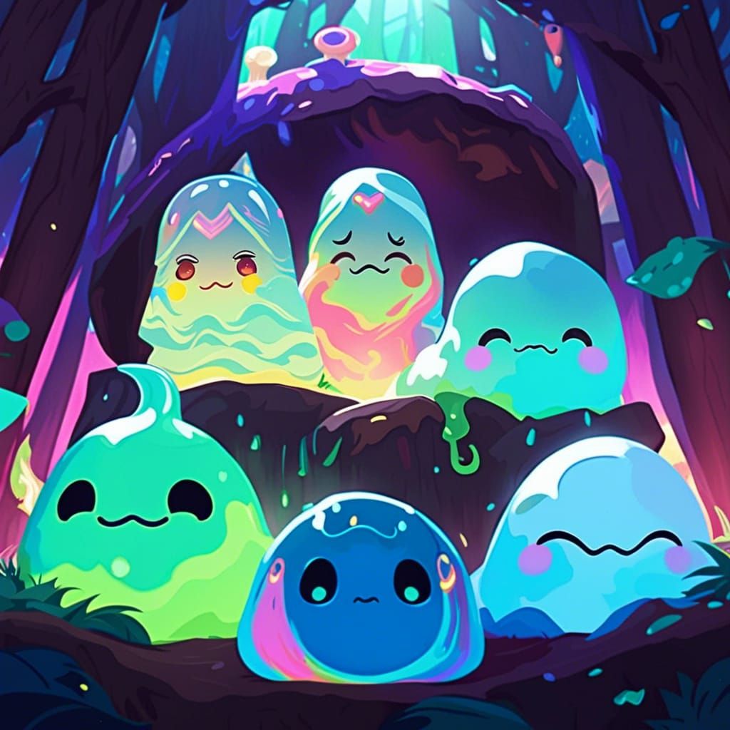 A group of happy slimes (sdxl 0.9) - AI Generated Artwork - NightCafe ...