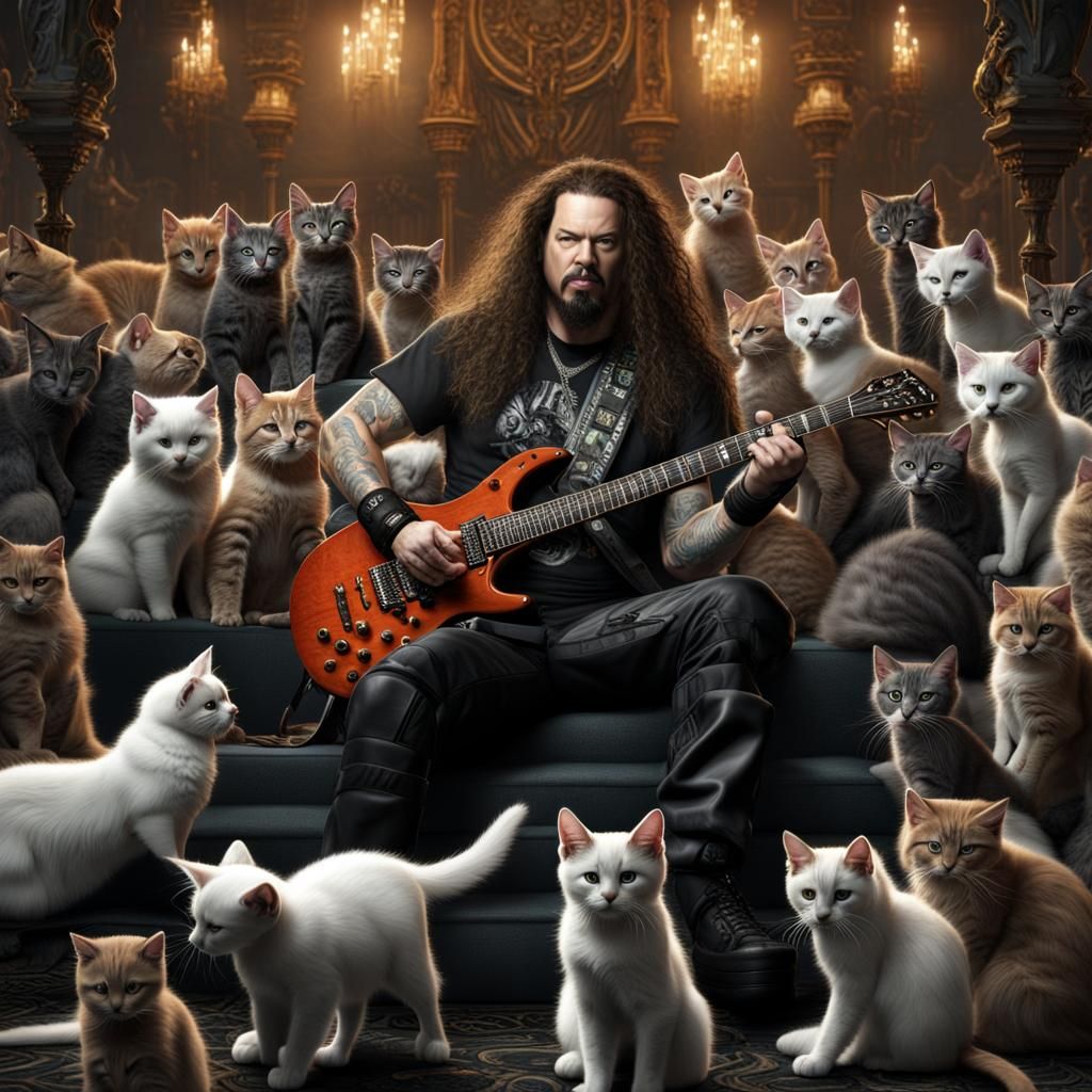 Dimebag Darrell Surrounded by Kittens: Detailed Ma... - AI Art
